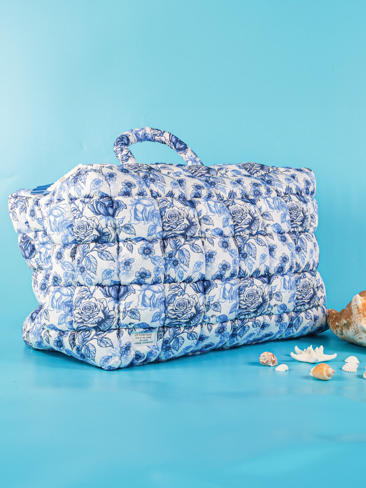 Simply Southern Blue & White Puff Weekender – Uniquely Southern ...
