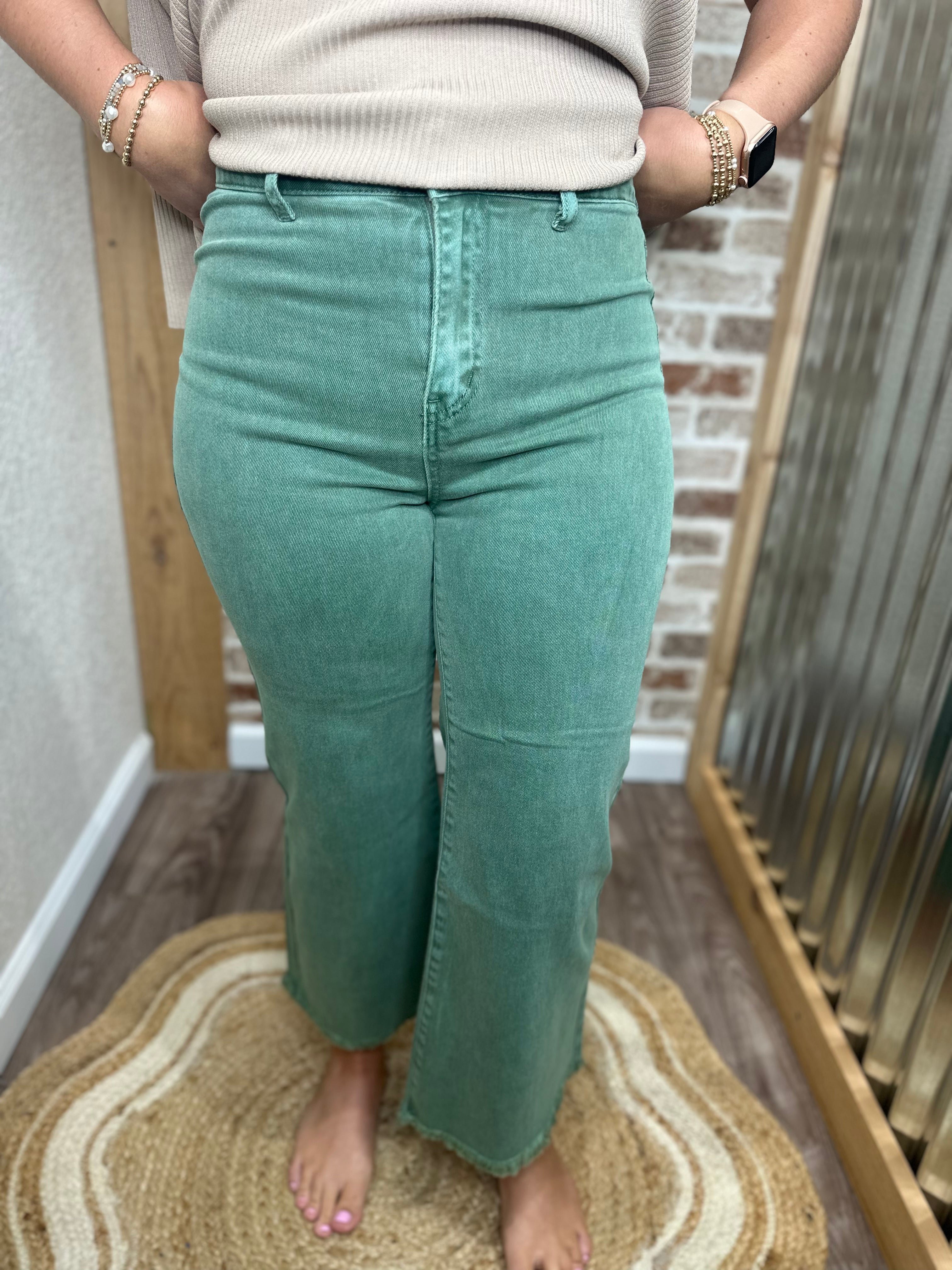 Olive| Lucy Acid Frey Hem Jeans – Uniquely Southern Boutique & Gift